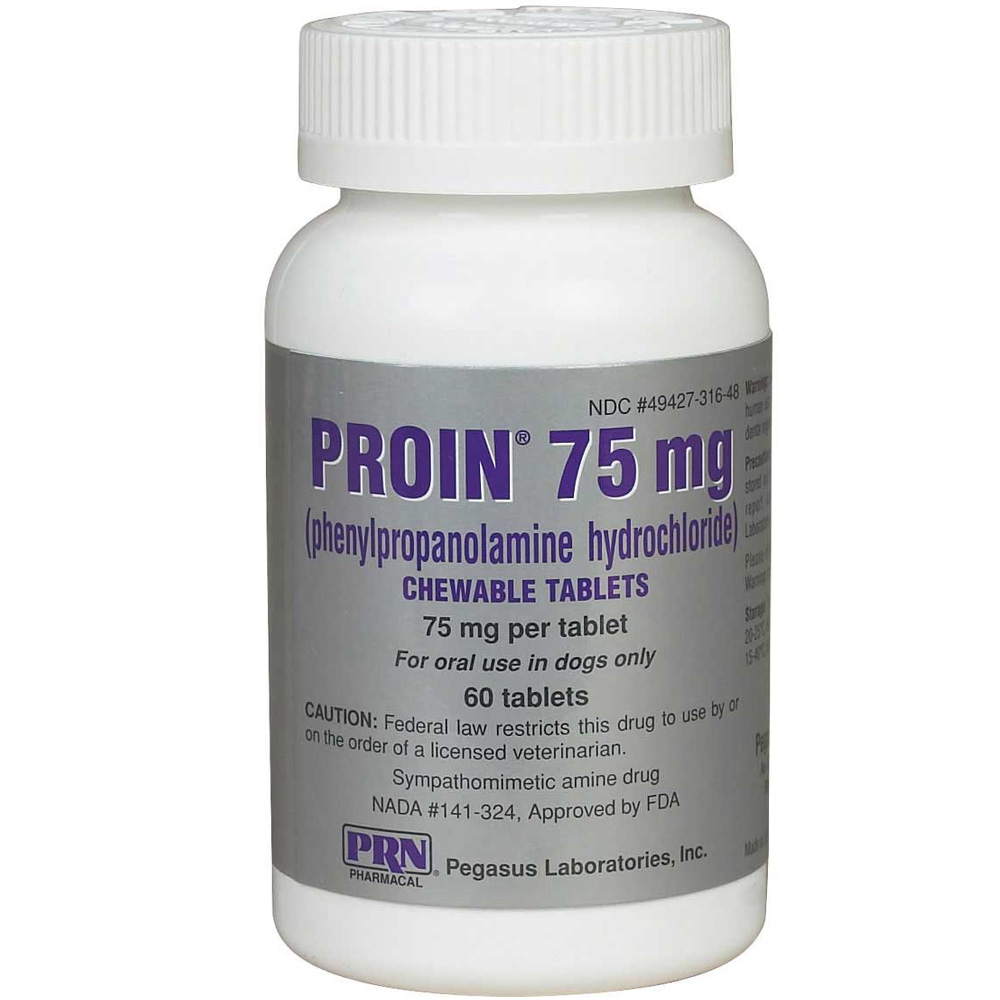 Proin for Dogs - Phenylpropanolamine Hydrochloride - 75-mg (60 Chewable ...