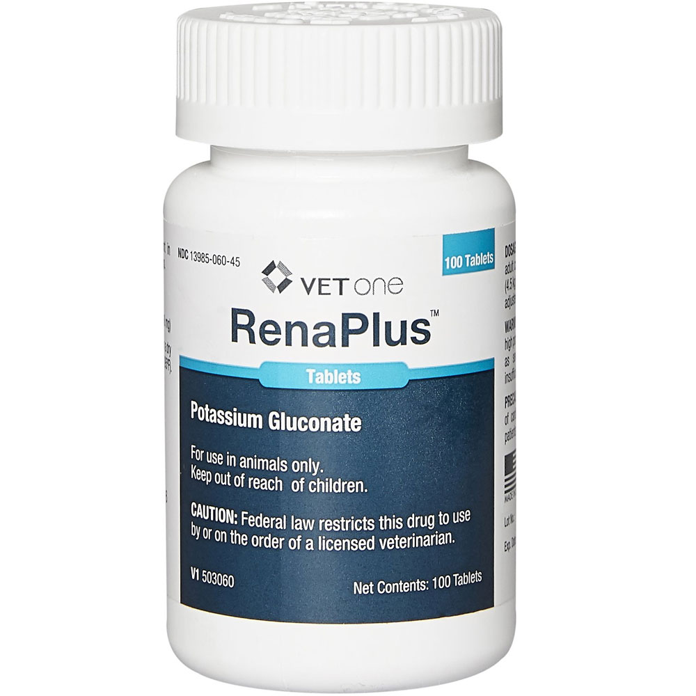RenaPlus for Dogs & Cats - 468mg (100 tablets) - [Potassium Supplement ...