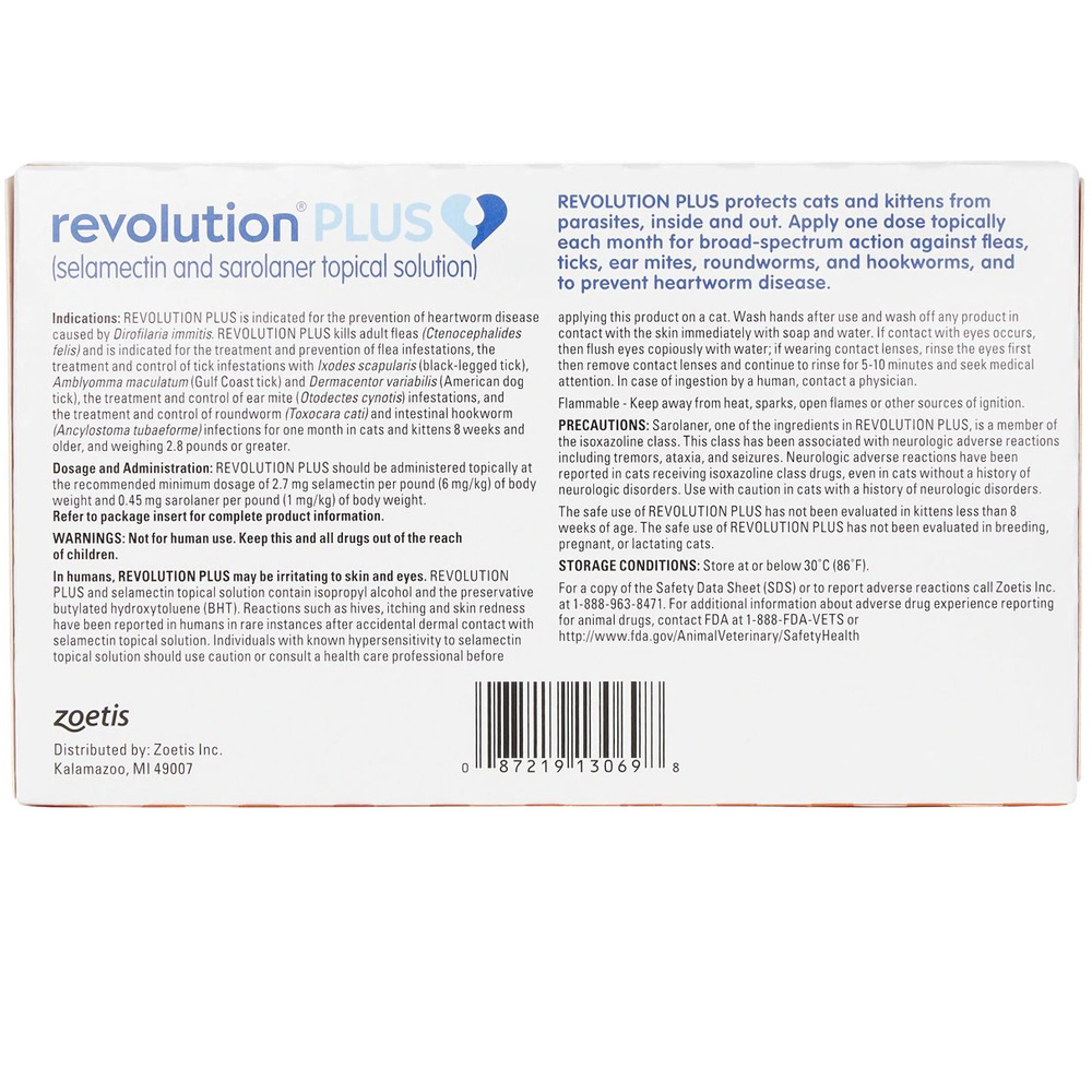 Revolution Plus for Cats - selamectin|sarolaner|topical solution - 5.6 ...