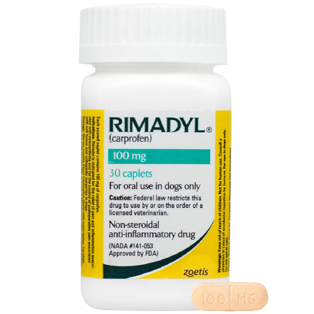 Rimadyl for Dogs - 100mg (30 Caplets) - [Pain & Inflammation Relief ...