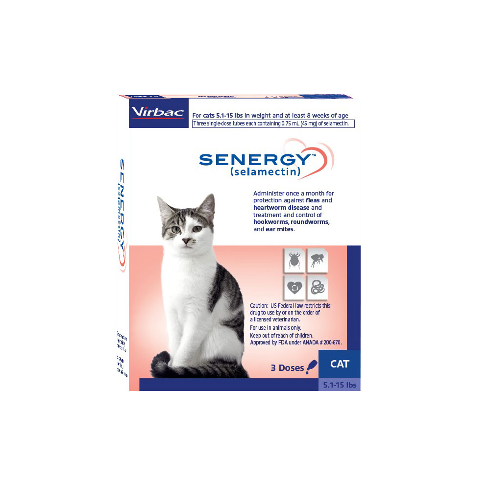 Senergy (selamectin) Topical Parasiticide for Cats 5.1 to 15 lbs (1 ...