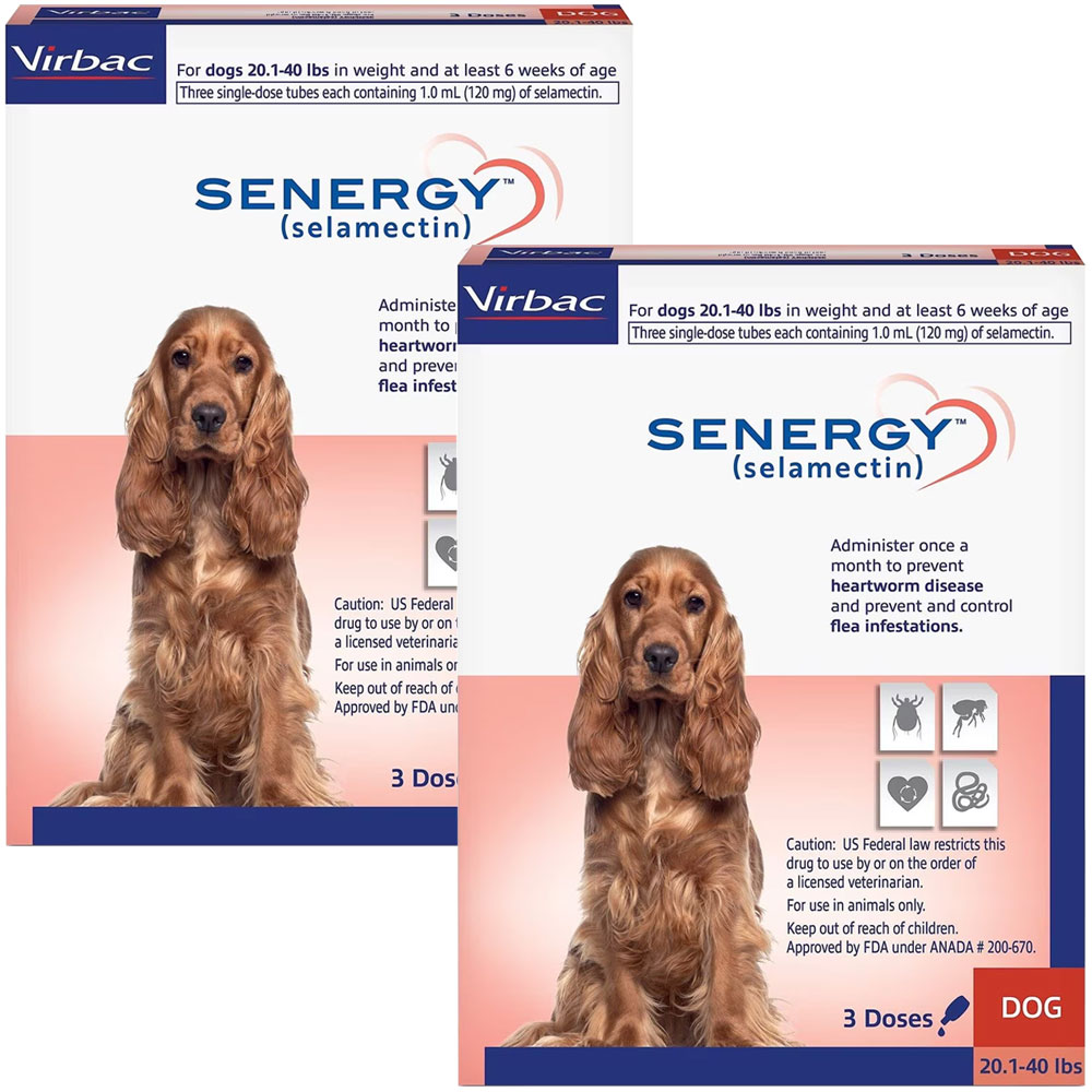 Senergy (selamectin) Topical Parasiticide for Dogs 20.1 to 40 lbs ...