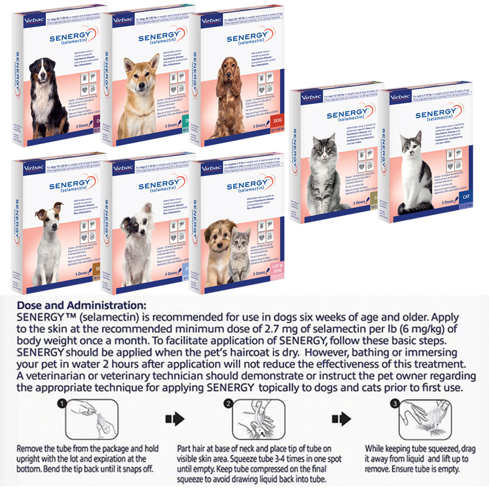 Senergy (selamectin) Topical Parasiticide for Dogs 40.1 to 85 lbs Large ...