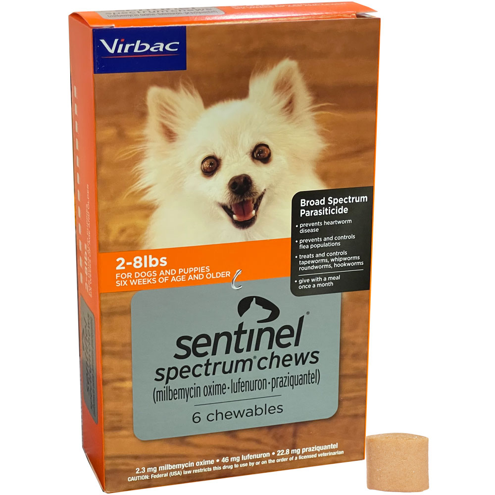 Sentinel Spectrum for Dogs 2-8 lbs (6 Chews) | On Sale | EntirelyPets Rx