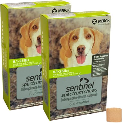 Sentinel Spectrum for Dogs 8.1-25 lbs (12 Chews) | On Sale ...