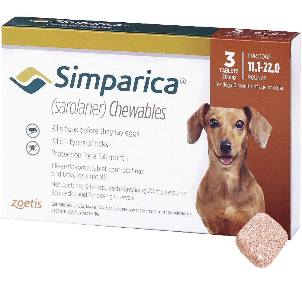 Simparica - 11.1-22 lbs (3 Chew Tabs) | On Sale | EntirelyPets Rx