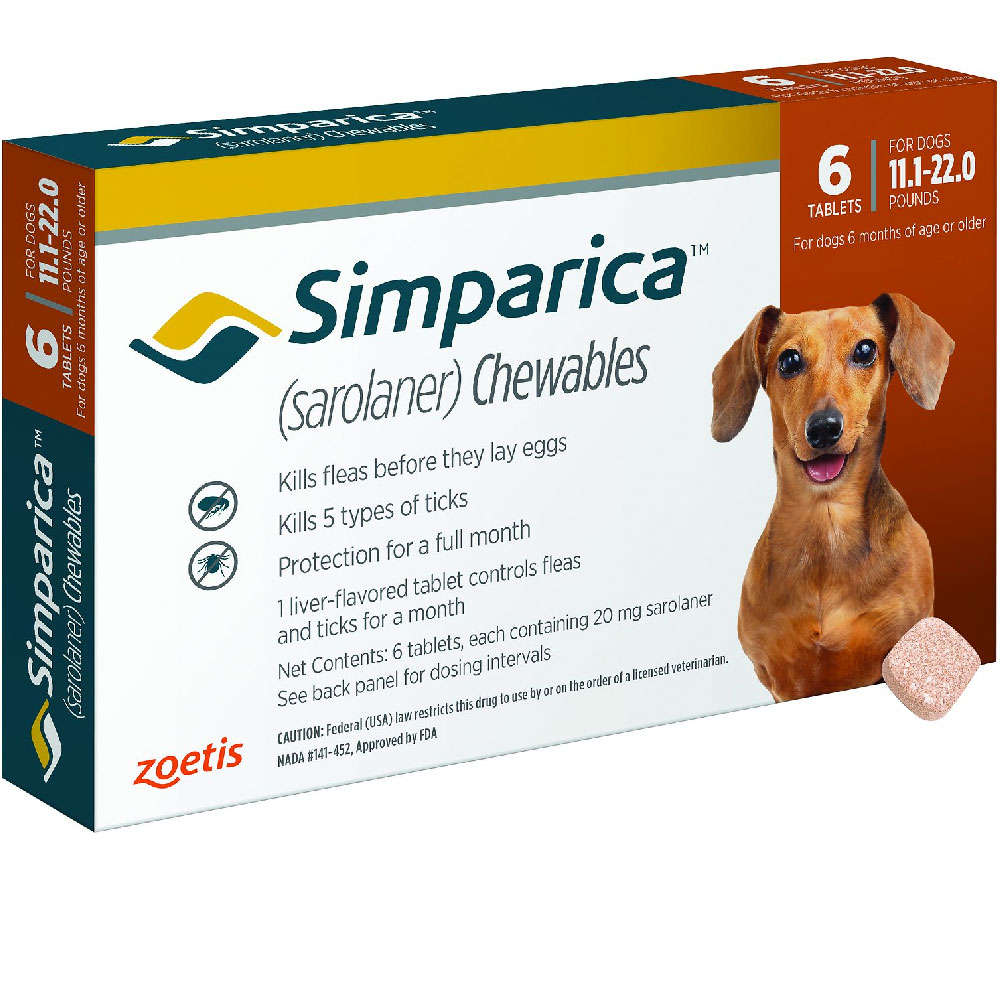 Simparica - 11.1-22 lbs (6 Chew Tabs) | On Sale | EntirelyPets Rx