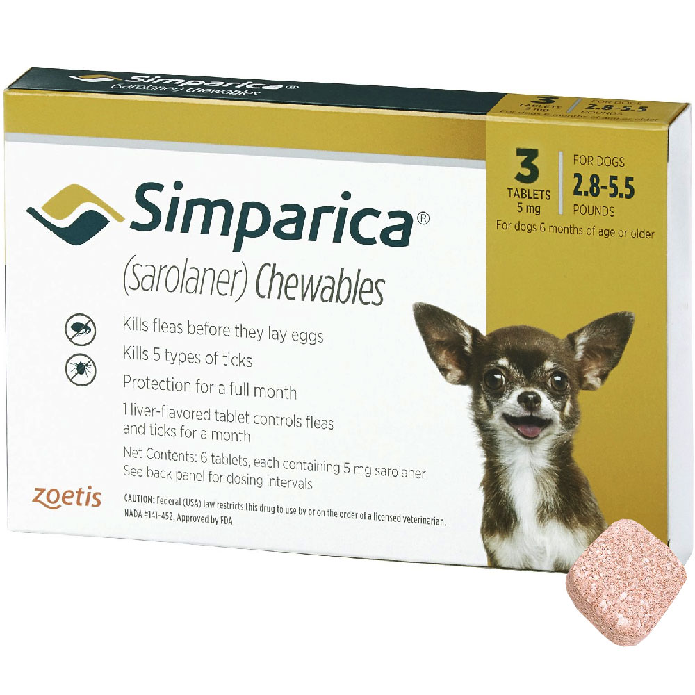Simparica - 2.8-5.5 lbs (3 Chew Tabs) | On Sale | EntirelyPets Rx
