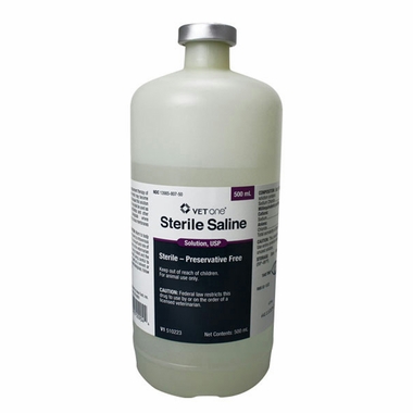 Sterile Saline Solution 0.9% - 500ml Bottle for Animals | On Sale | EntirelyPets Rx