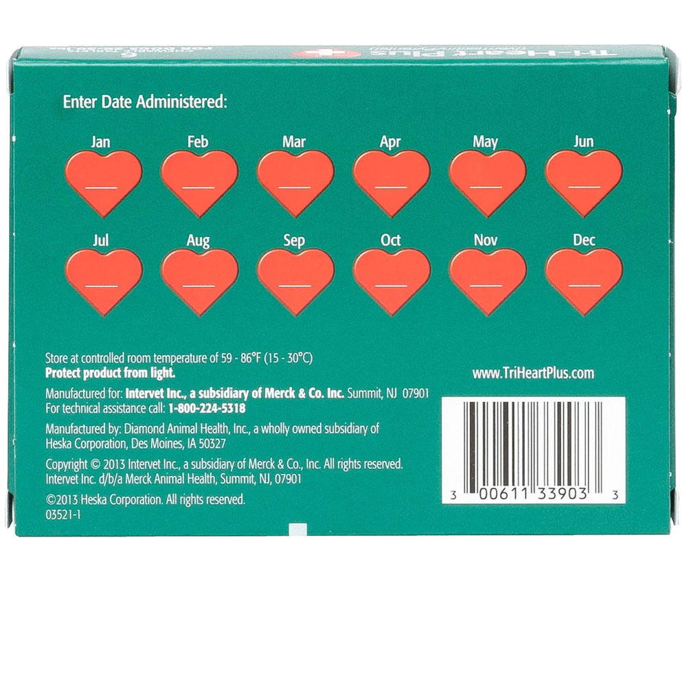 Tri-Heart Plus for Dogs - ivermectin|pyrantel - 26-50 lbs (12 Chewable ...