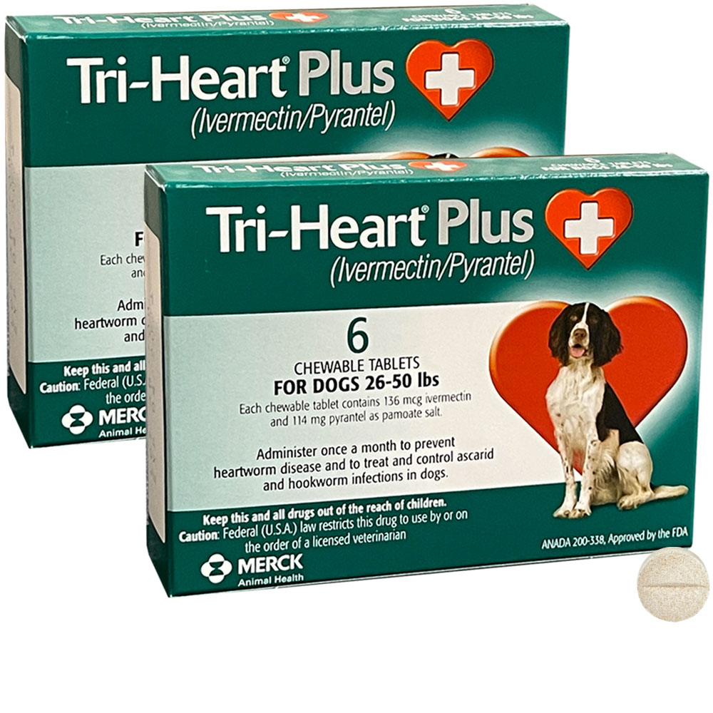 Tri-Heart Plus for Dogs 26-50 lbs (12 Chew Tabs) | On Sale ...