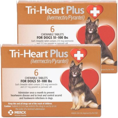 Tri-Heart Plus for Dogs - ivermectin|pyrantel - 51-100 lbs (12 Chewable ...
