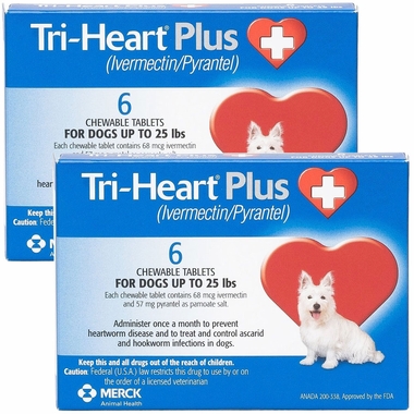 Tri-Heart Plus for Dogs - ivermectin|pyrantel - up to 25 lbs (12 ...