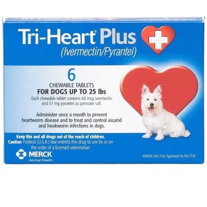 Tri-Heart Plus for Dogs - ivermectin|pyrantel - up to 25 lbs (6 ...