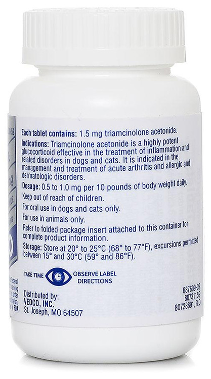 Triamcinolone Acetonide 1.5mg (per tab) | On Sale | EntirelyPets Rx