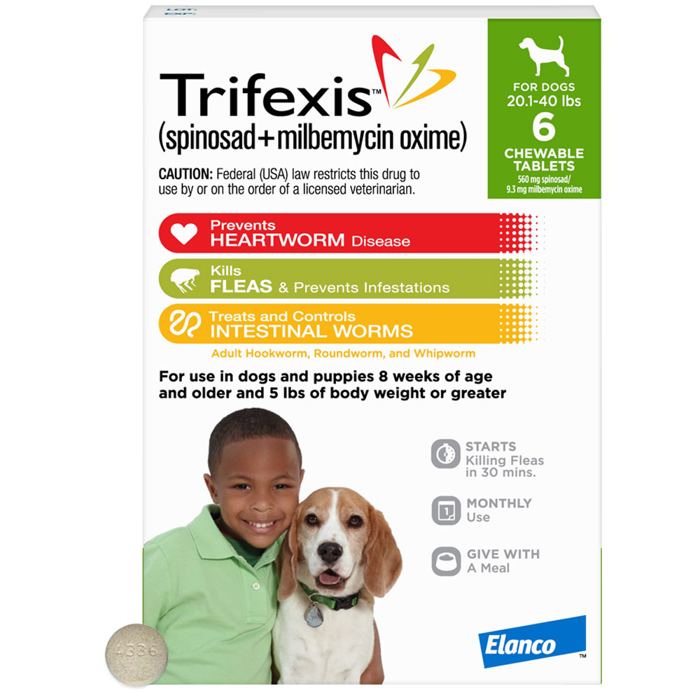 Trifexis 20.1-40 lbs for Dogs, 6 Chewable Tablets