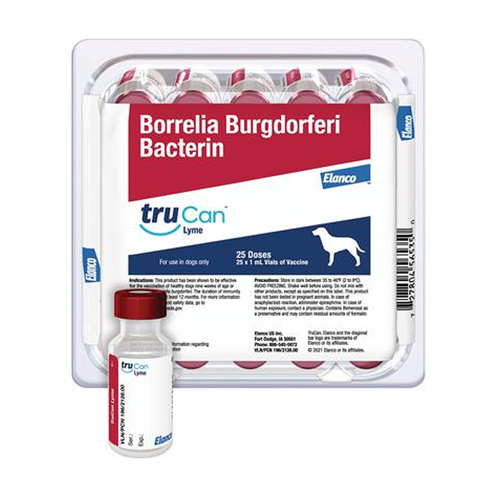 TruCan for Dogs - Lyme Borrelia Burgdorferi Bacterin Vaccine, 1mL (25 ...