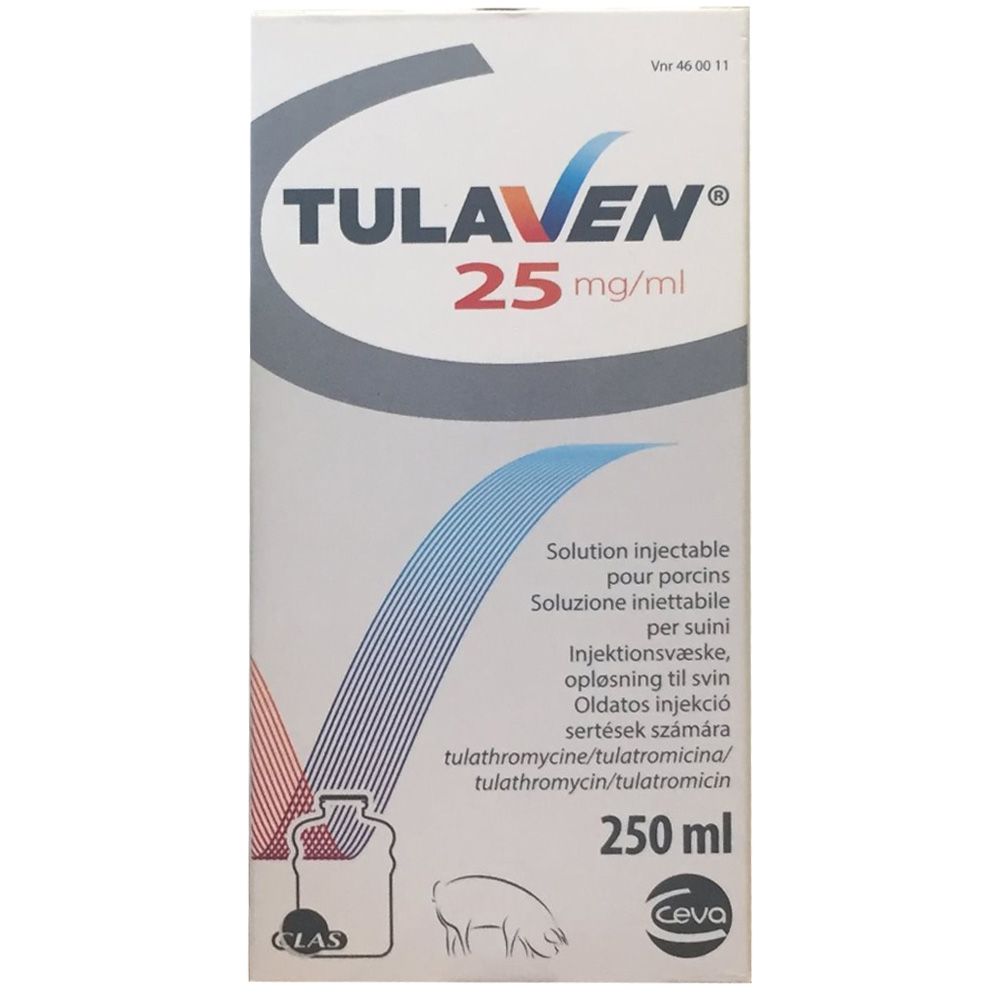 Tulaven 25mg/mL (Tulathromycin) Injectable Solution, Antibiotic, 250mL ...
