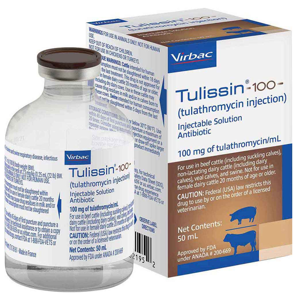 Tulissin 100 (Tulathromycin) Injectable Solution, 50mL | On Sale | EntirelyPets Rx