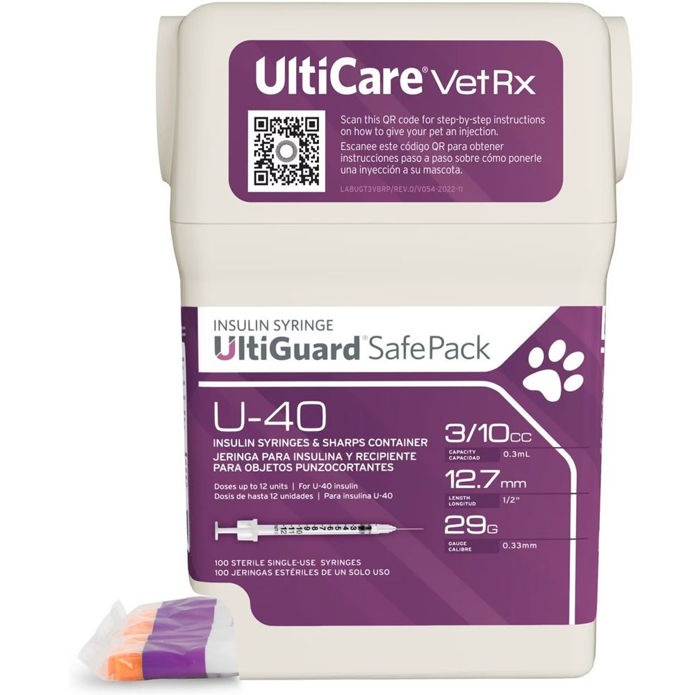 UltiCare UltiGuard Safe Pack Insulin Syringes U-40 0.3cc 29 G x 0.5-in ...