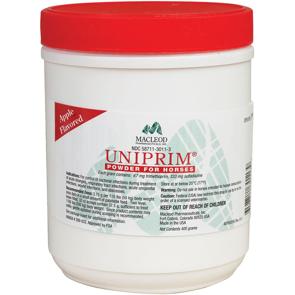 Uniprim for Horses - Powder - APPLE Flavor - 400gm - [Bacterial ...