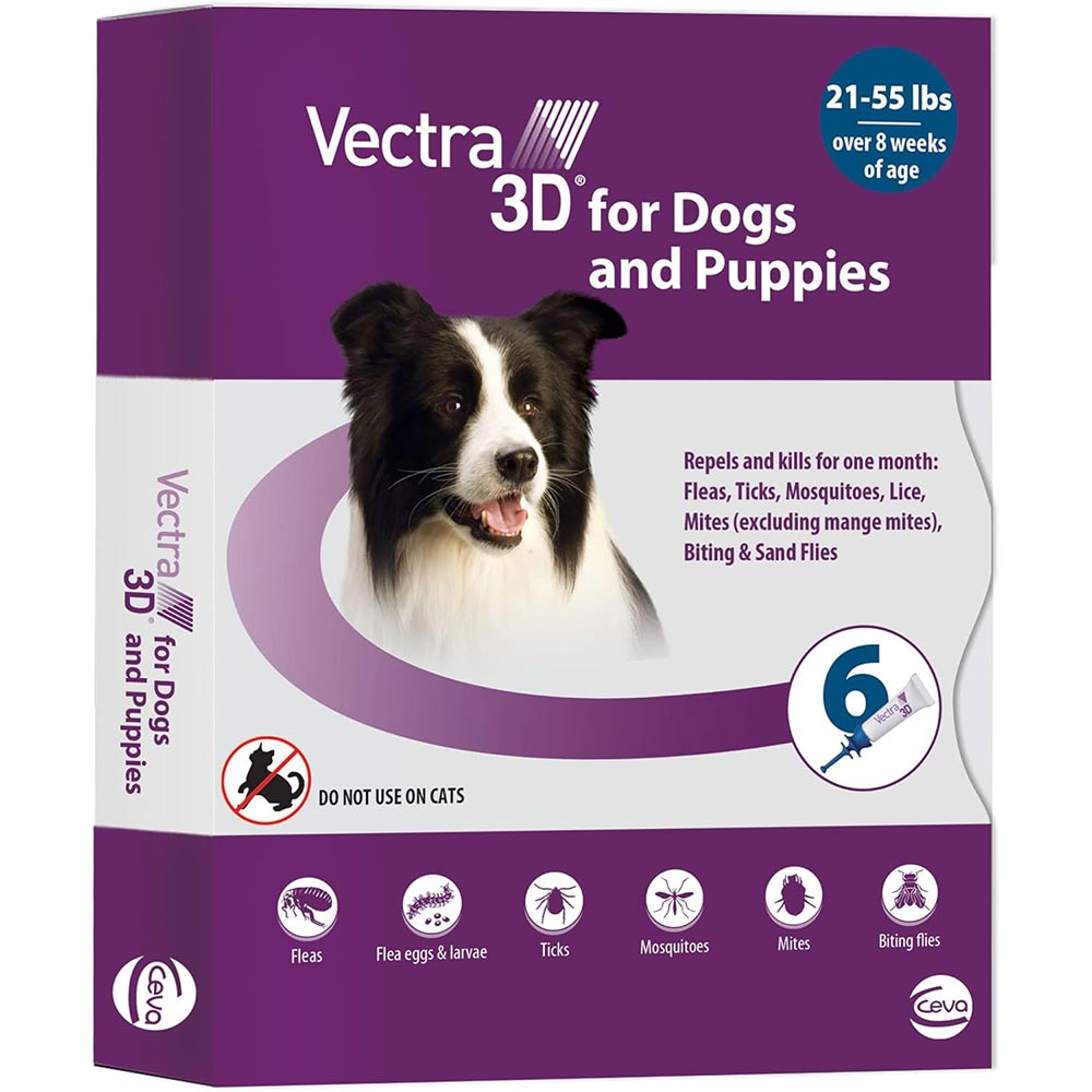Vectra 3D for Dogs and Puppies 21-55 lbs, 3 Doses - [Fleas Protection ...
