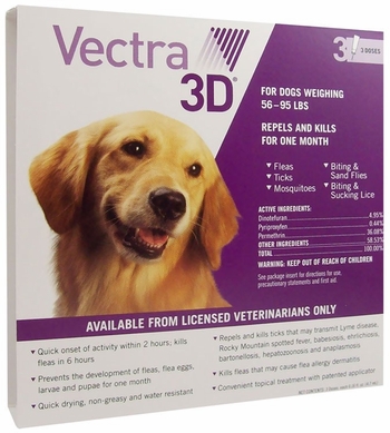 Vectra 3D for Dogs 56-95 lbs, 3 Doses - [Fleas Protection] | On Sale ...