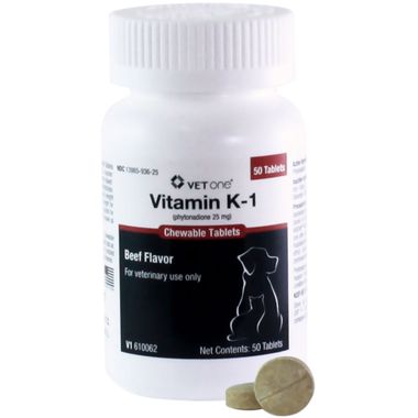 Vitamin -K1 For Dogs & Cats 25mg (50 chew tabs) | On Sale | EntirelyPets Rx