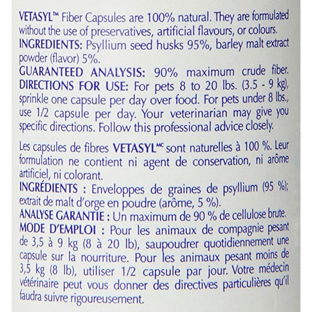 Vetasyl Fiber Supplement (100 capsules) | On Sale | EntirelyPets Rx