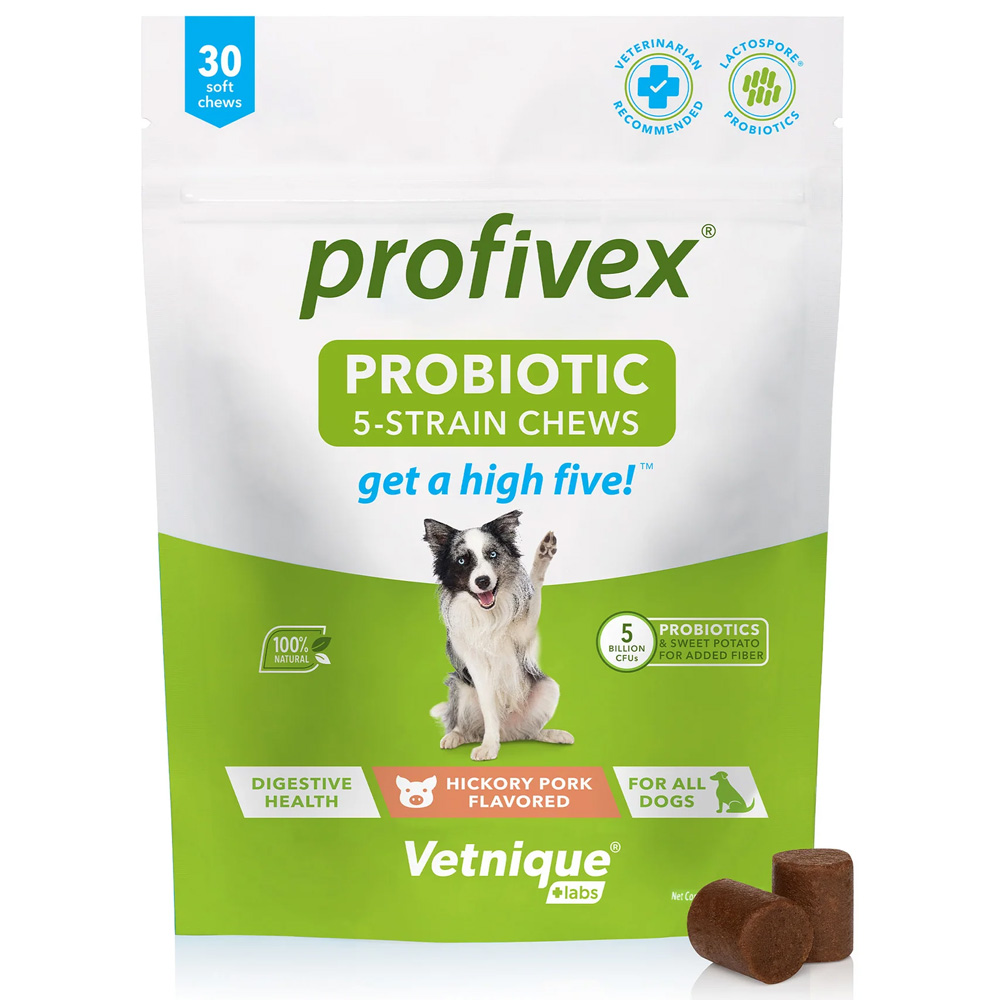 Vetnique Labs Profivex Probiotic 5-Strain Soft Chews Dog Supplement, 30 ...