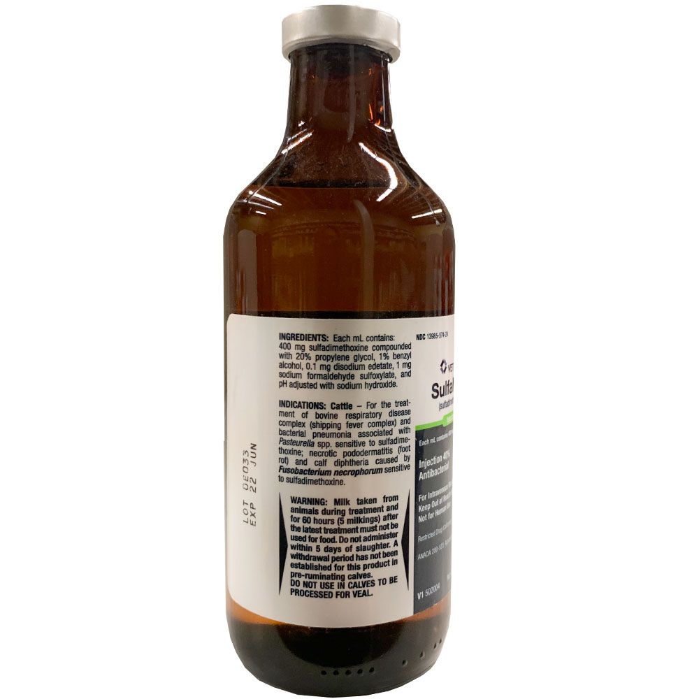 VetOne SulfaMed (Sulfadimethoxine) Injection 40%, Antibacterial, 250mL ...