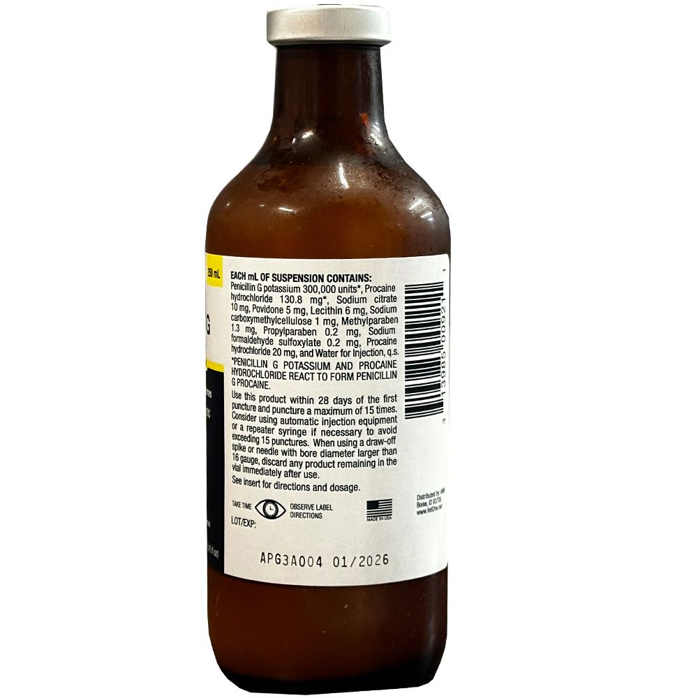 VetOne VetriPen G (Penicillin G Procaine) Injectable Suspension, 250mL ...
