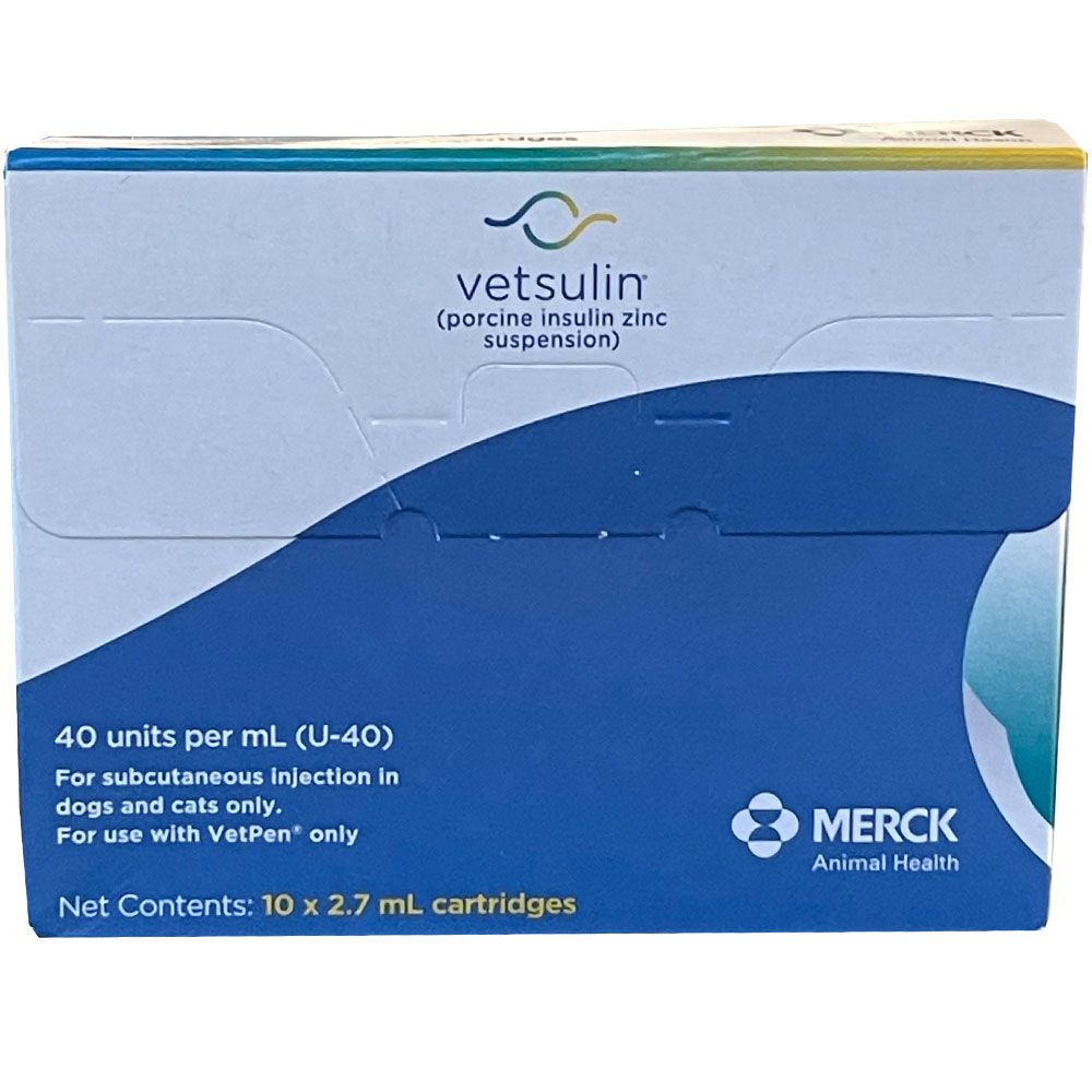 Vetsulin Insulin U-40 Cartridge for VetPen (10 cartridge of 2.7 mL ...