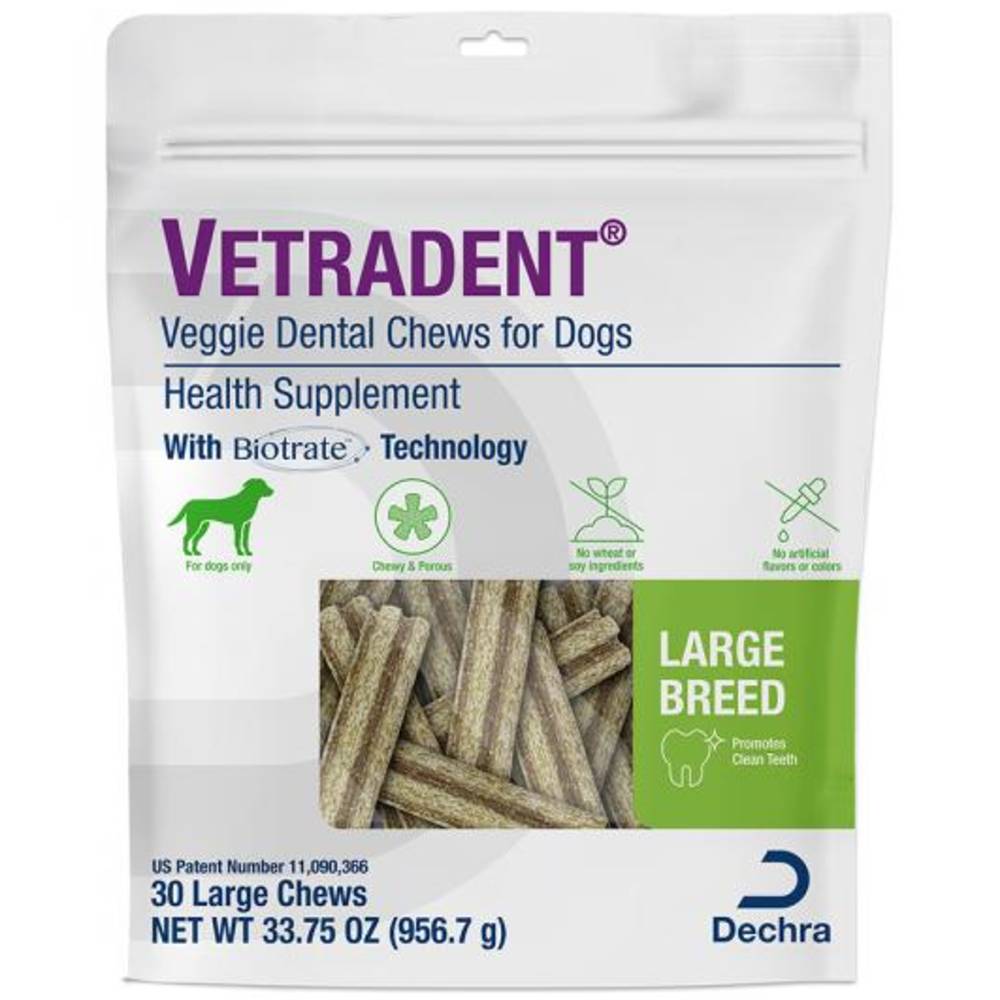 Vetradent Veggie Dental Chews for Large Dogs - 41+ lbs (30 count ...