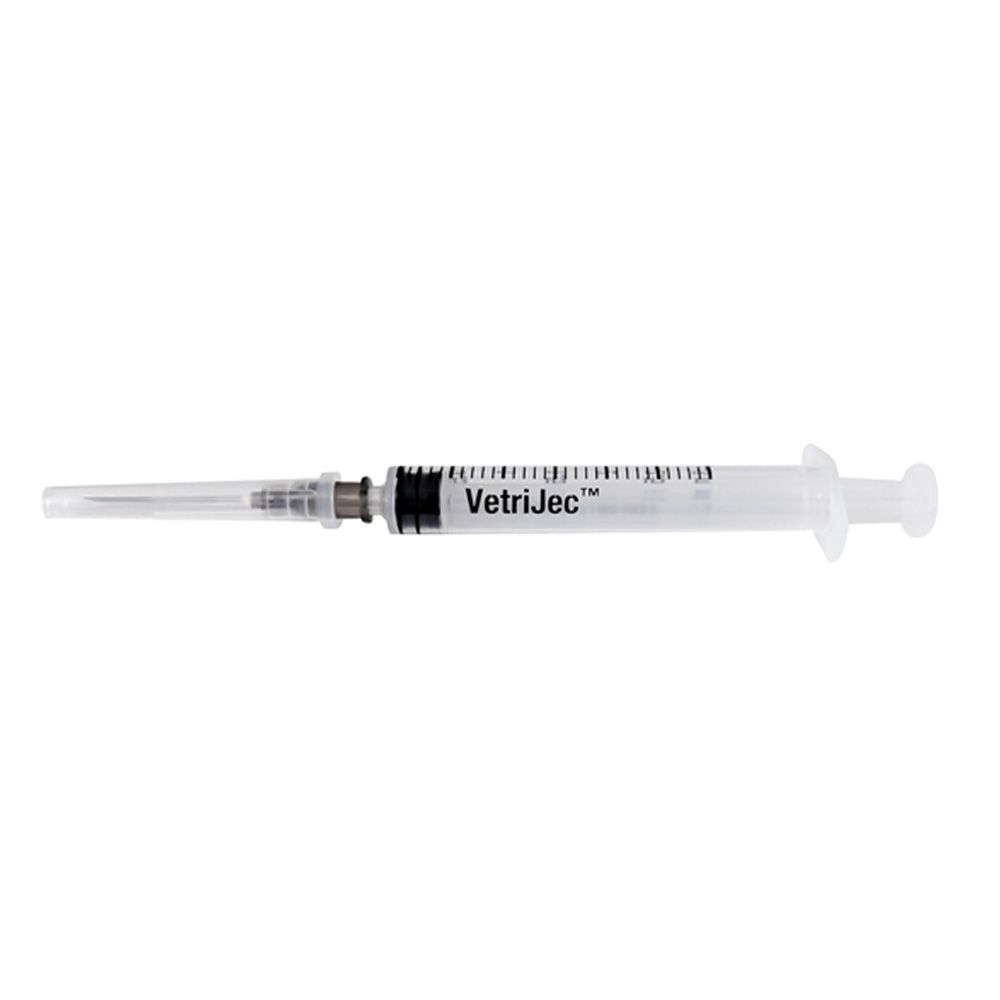 VetriJec Soft Pack 3cc Luer Lock Syringe with Tri-Beveled Needle, Gray ...