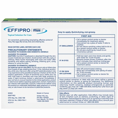 Virbac EFFIPRO Plus Flea & Tick Spot Treatment for Cats, over 1.5 lbs ...