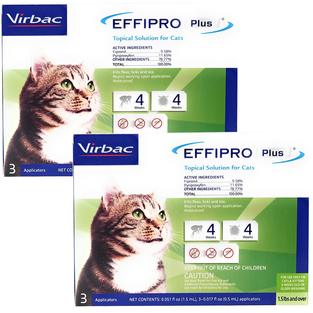 Virbac EFFIPRO Plus Flea & Tick Spot Treatment for Cats, over 1.5 lbs ...