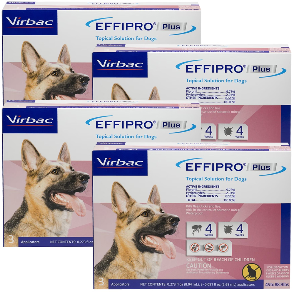 Virbac EFFIPRO Plus Flea & Tick Spot Treatment for Dogs, 45-88.9 lbs ...