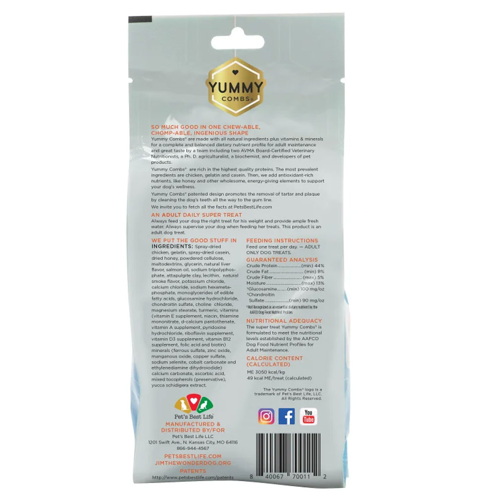 Yummy Combs "Peg-able" Flossing Dental Treats for Dogs 13-25 lbs ...