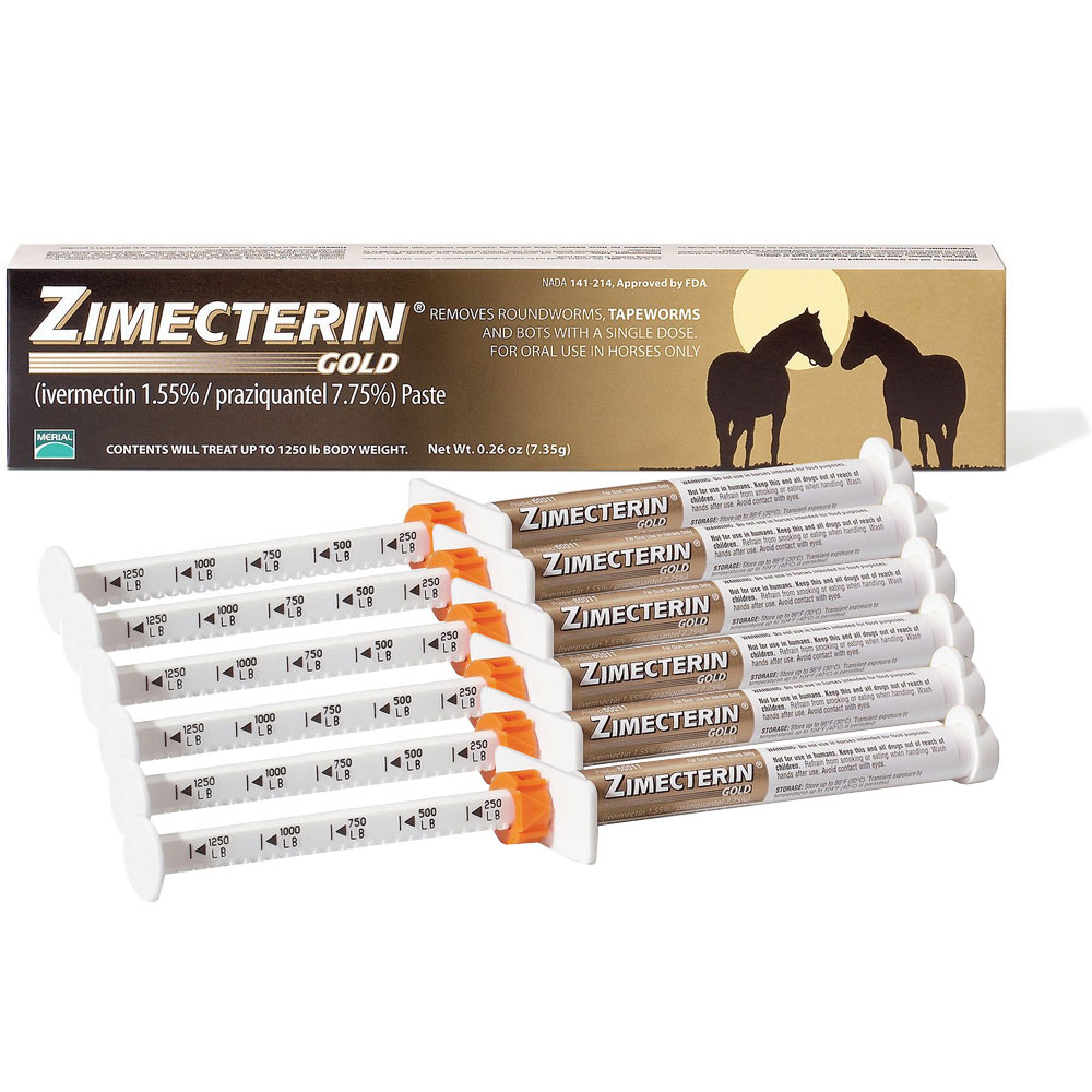 Zimecterin Gold Paste Ivermectin / Praziquantel for Horses (7.35 g) 6 ...