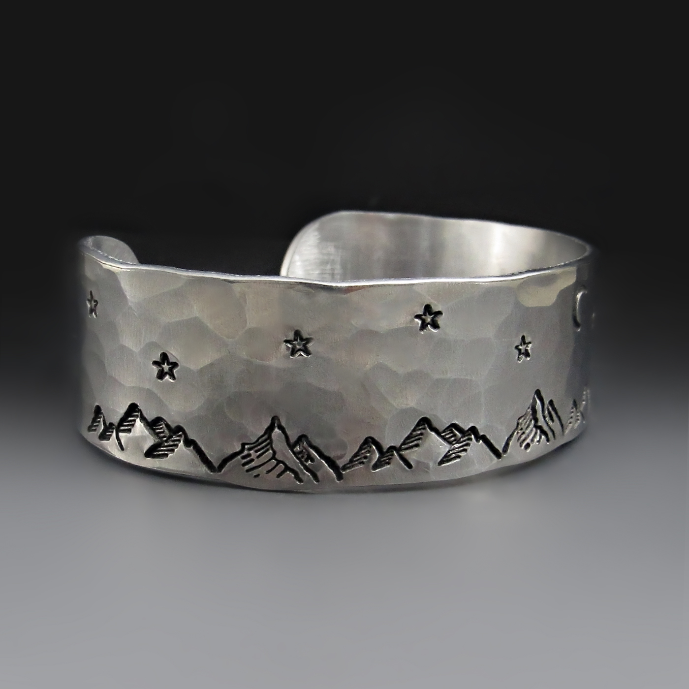 hand stamped mountain range bracelet