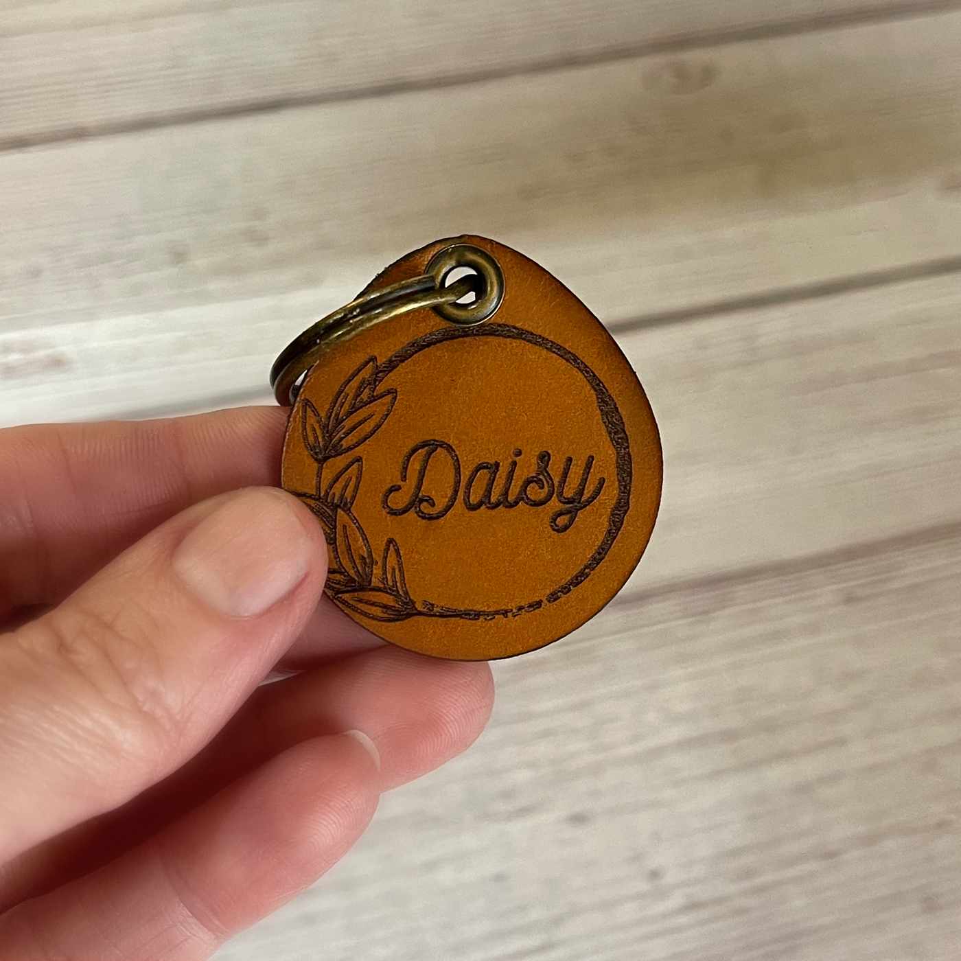 Custom Star Leather Dog Tag