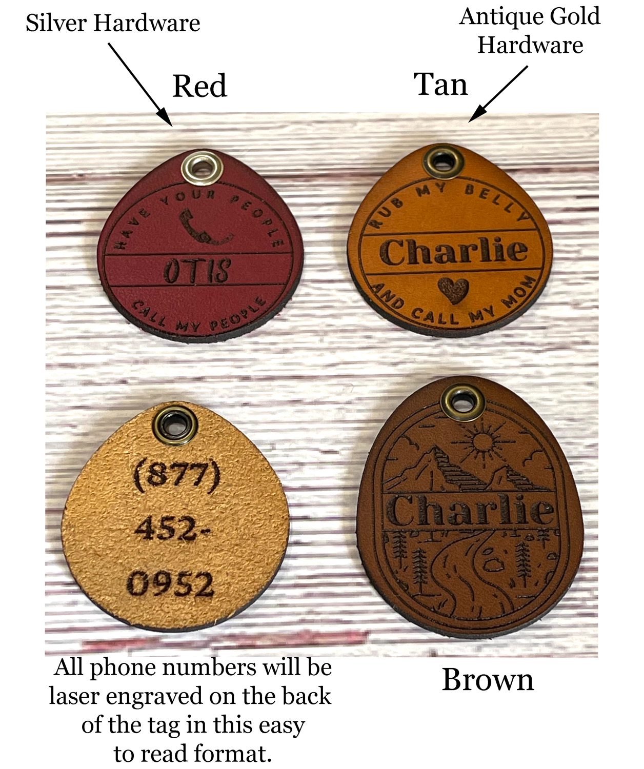 Custom Star Leather Dog Tag