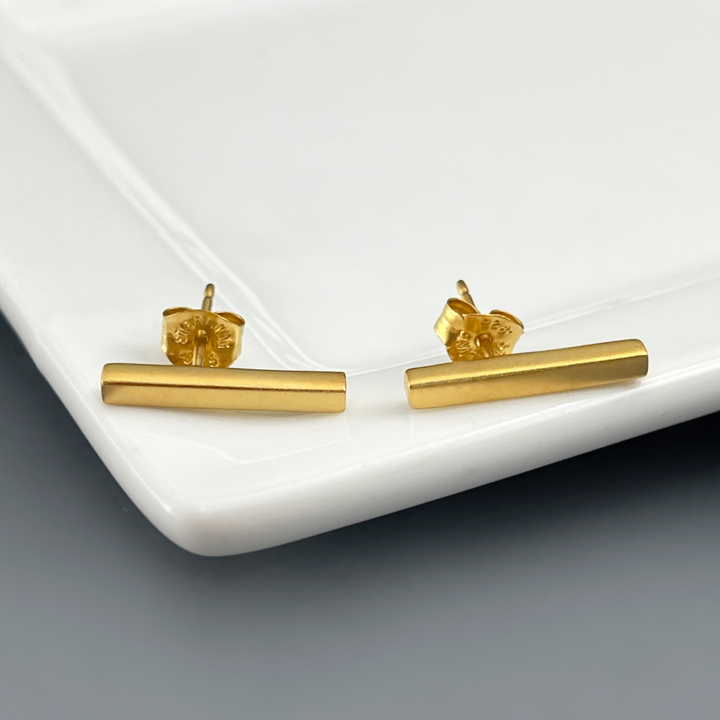 Gold Plate Gold Bar Earrings