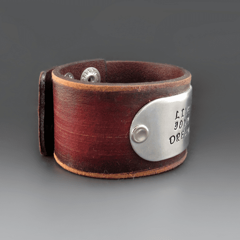 Distressed Custom Leather Cuff Bracelet