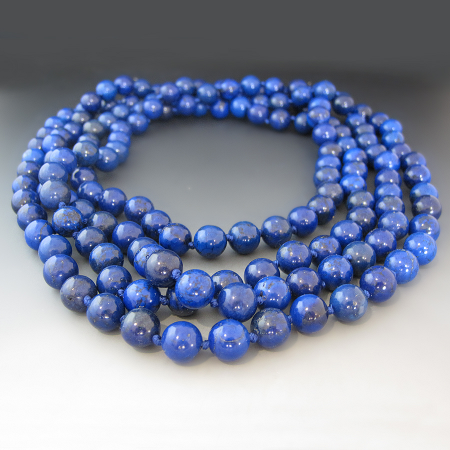 Long Blue Jasper Gemstone Necklace {60 inches}