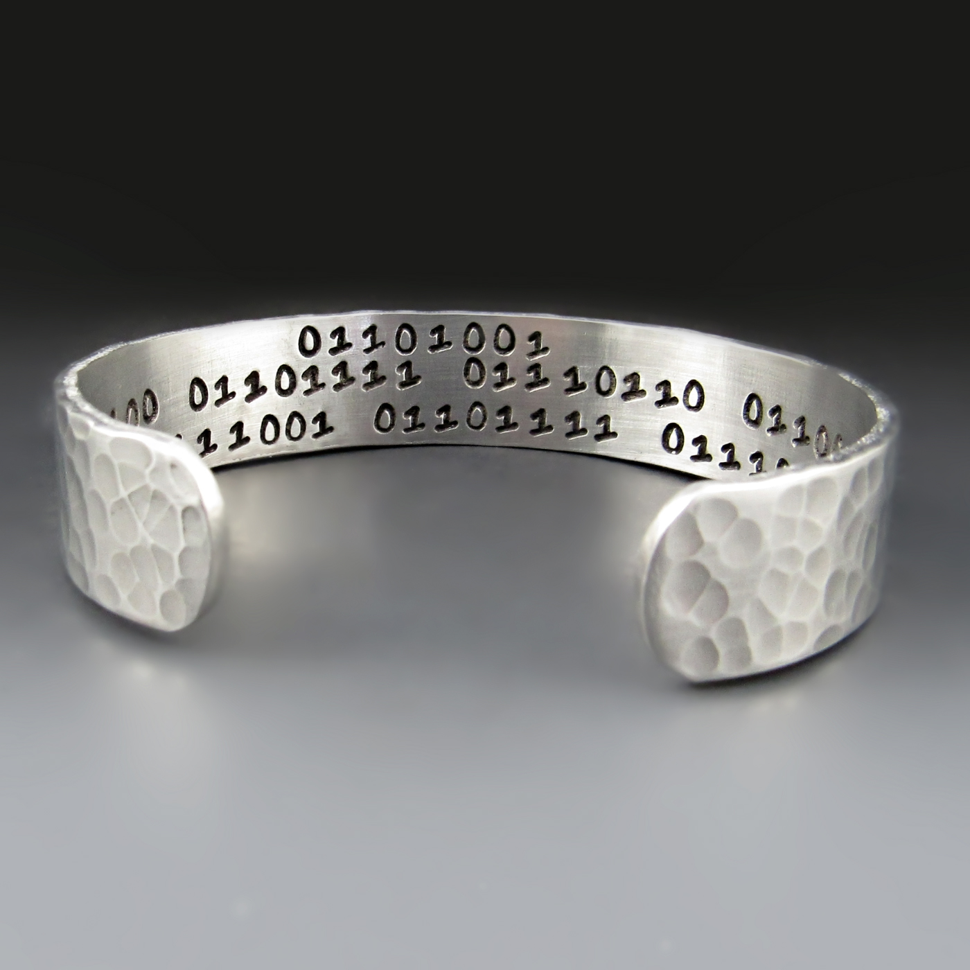 Silver I Love You Binary Code Bracelet
