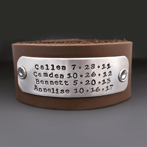 Men's Custom Hand Stamped Leather Cuff