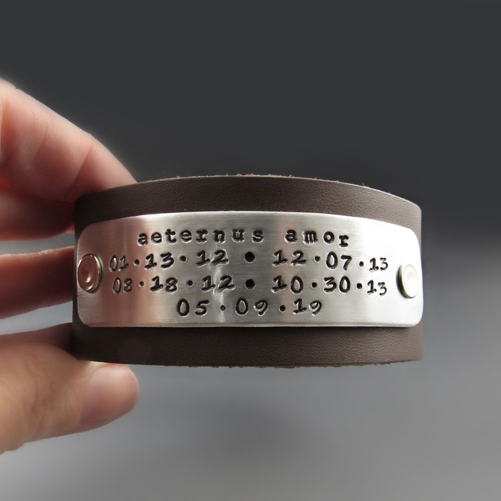 Men's Custom Hand Stamped Leather Cuff