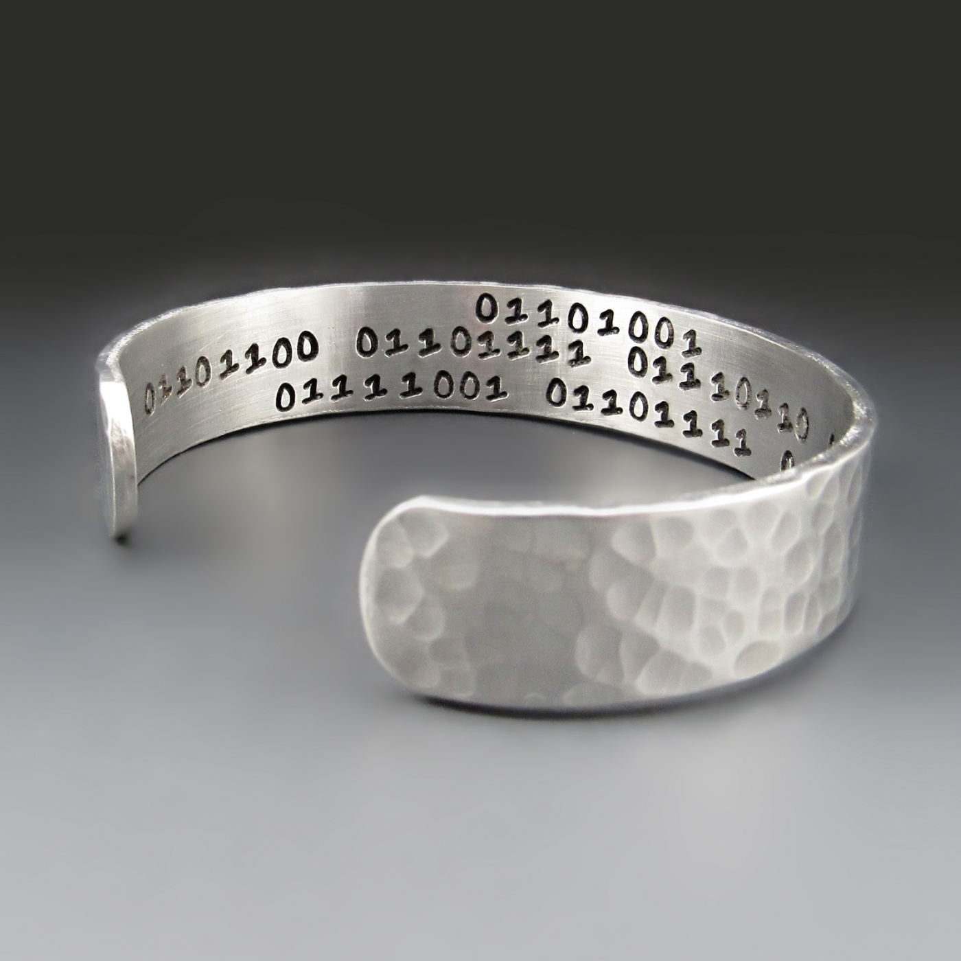 Silver I Love You Binary Code Bracelet